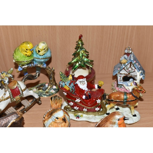 A COLLECTION OF NOVELTY ENAMELLED TRINKET BOXES, by makers including ...
