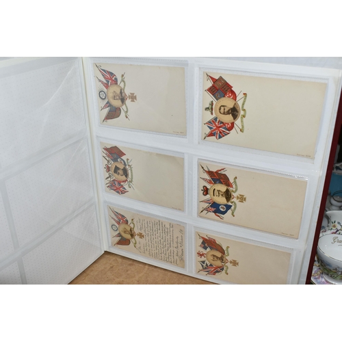 ONE ALBUM OF ROYALTY OR PATRIOTIC POSTCARDS containing 95 excellent ...