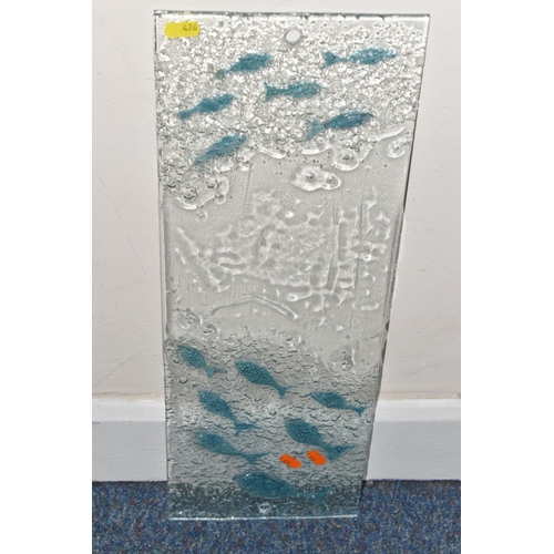 THREE GLASS FISH DECORATIVE PLAQUES to include three fused glass ...