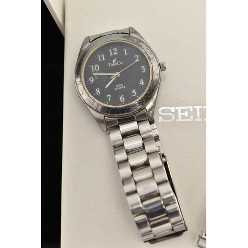 THREE GENTS WRISTWATCHES, to include a boxed 'Seiko Kinetic 100m ...