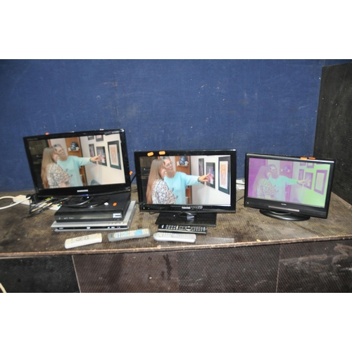 A SAMSUNG LS19CFEKF/EN 19in TV WITH REMOTE, a Humax Freeview box with ...