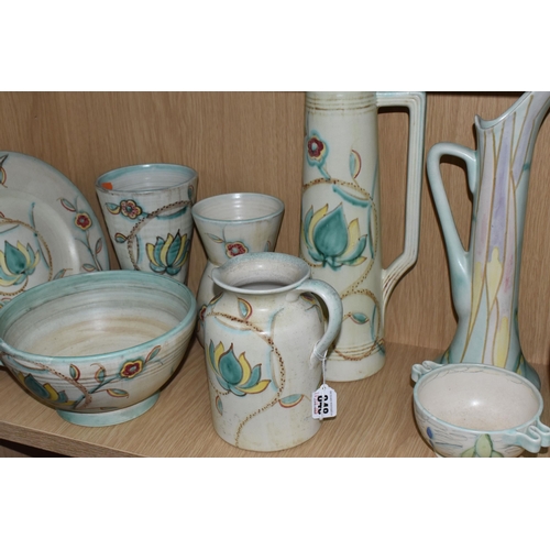 TEN PIECES OF RADFORD POTTERY, comprising six pieces of ME pattern ...
