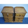 A PAIR OF MODERN THREE DRAWER BEDSIDE CHESTS, width 41cm x depth 36cm x ...