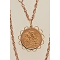 A FULL SOVEREIGN COIN PENDANT WITH CHAIN, the full sovereign dated 1913 ...