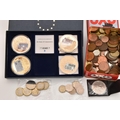 AN OXO TIN OF COINS TOGETHER WITH A BOX AMOUNT of CU Gold Plated 2010 ...