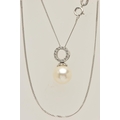 AN 18CT GOLD PEARL NECKLACE, a single pearl fitted with an open white ...