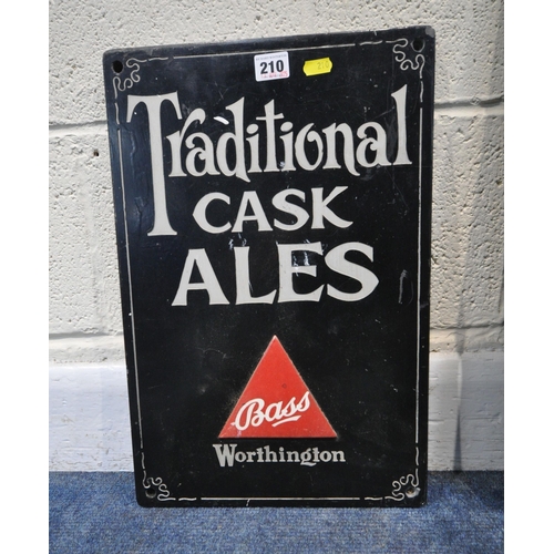 A SMALL RECTANGULAR SLATE ADVERTISING SIGN, reading Traditional cask ...