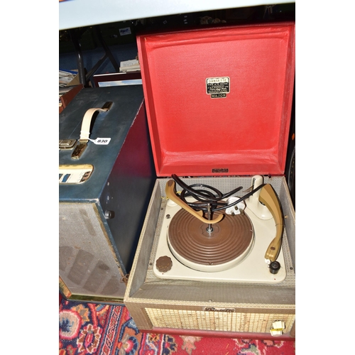 TWO RECORD PLAYERS, comprising a Dansette Major in a red and grey case ...