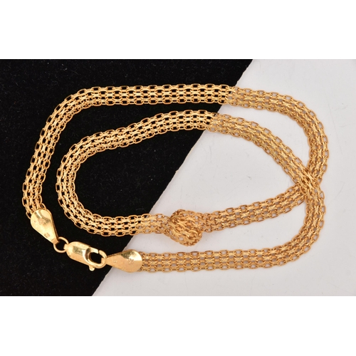 A 9CT GOLD ITALIAN CHAIN NECKLACE, open work mesh style chain fitted ...