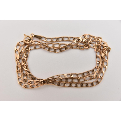 A 9CT GOLD SQUARE LINK CHAIN NECKLACE, fitted with a spring clasp ...