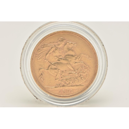A FULL GOLD SOVEREIGN COIN 1891 VICTORIA JUBILEE HEAD, 7.98 grams, 22ct ...