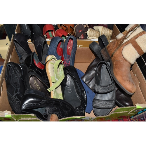FOUR BOXES OF ASSORTED SHOES, approximately fifty pairs of ladies ...