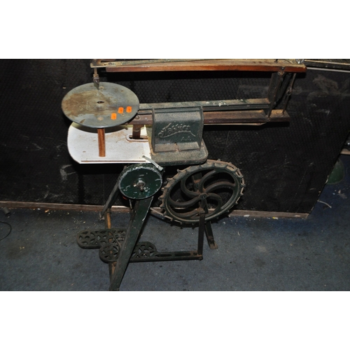 A COLLECTION OF VINTAGE AND POWER TOOLS, including a Hobbies treadle ...