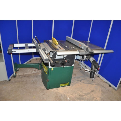 A RECORD POWER TSPP250 TABLE SAW, with cast iron bed, sliding arm ...