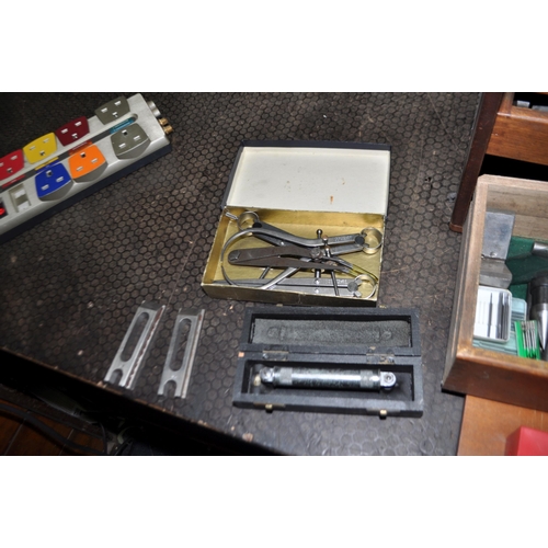 A UNION ENGINEERS TOOLBOX CONTAINING TOOLS, with a wooden construction ...