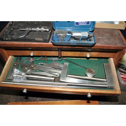 A UNION ENGINEERS TOOLBOX CONTAINING TOOLS, with a wooden construction ...
