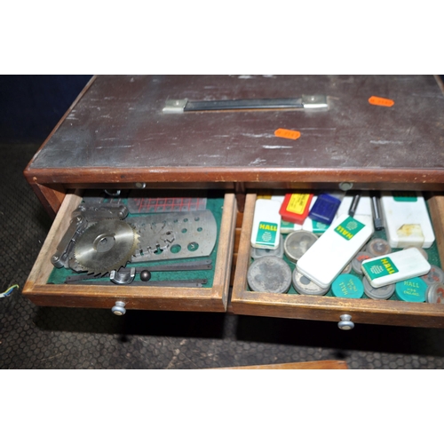 A UNION ENGINEERS TOOLBOX CONTAINING TOOLS, with a wooden construction ...