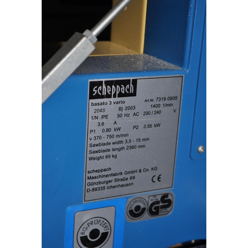 A SCHEPPACH BASATO 3 BANDSAW ON STAND with parallel and mitre guides ...