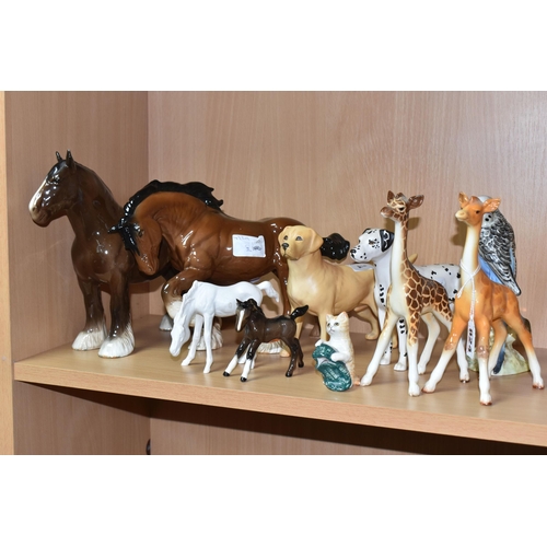 A GROUP OF BESWICK AND ROYAL DOULTON FIGURES, comprising Beswick: two x ...