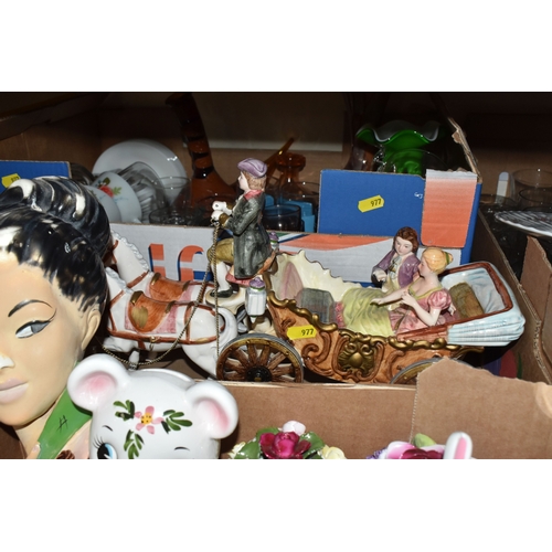 SIX BOXES AND LOOSE CERAMICS AND GLASSWARE, to include three Beswick ...