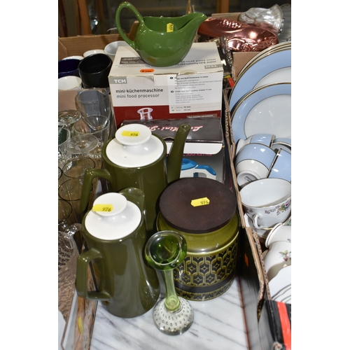 FOUR BOXES AND LOOSE CERAMICS AND GLASSWARE, to include dinner ware ...