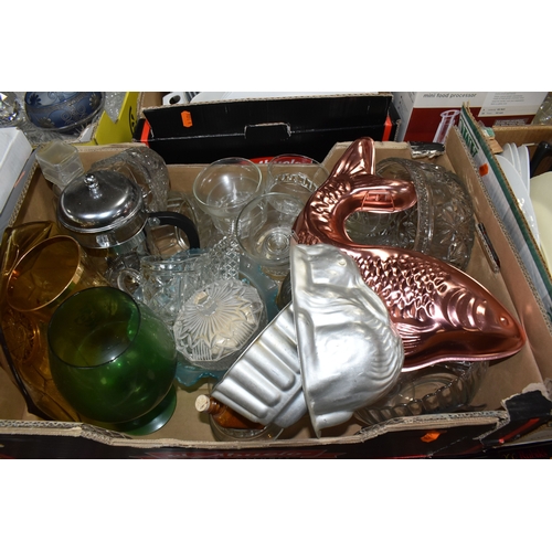 FOUR BOXES AND LOOSE CERAMICS AND GLASSWARE, to include dinner ware ...