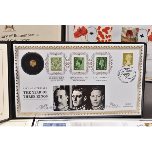 A FILE CASE CONTAINING 4X HARRINGTON & BYRNE SMALL GOLD COIN/COVERS, to ...