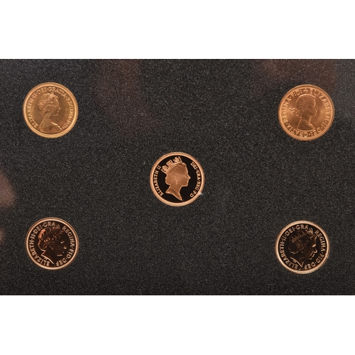 A CASED DISPLAY OF GOLD SOVEREIGNS COINS, to include four X full gold ...