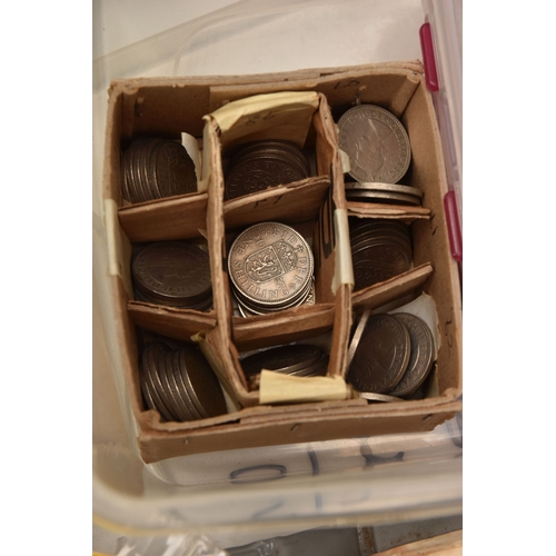 A PLASTIC TUB AND BOXES OF MAINLY UK EARLY AND 20TH CENTURY COINS, of ...