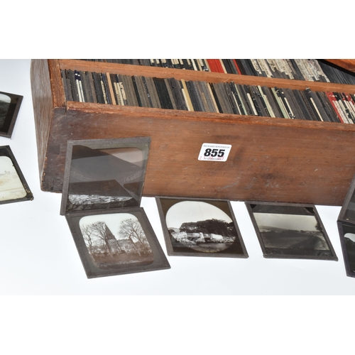 EIGHT BOXES OF MAGIC LANTERN SLIDES containing over 800 mainly 3 1/2 x ...