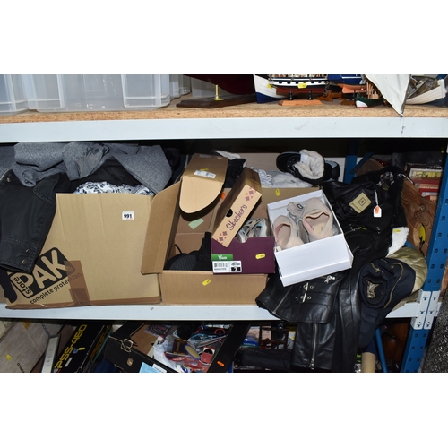 THREE BOXES AND LOOSE CLOTHES AND SHOES to include a medium Trespass ...