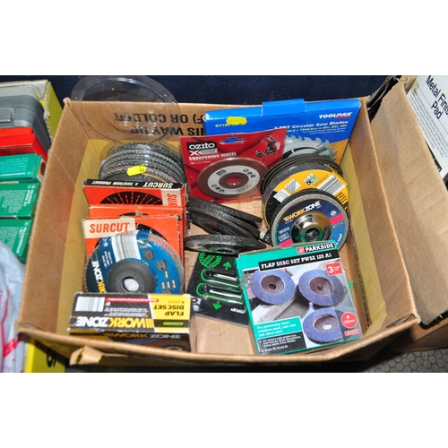 THREE CARDBOARD BOXES CONTAINING SANDING, POLISHING, AND CUTTING ...