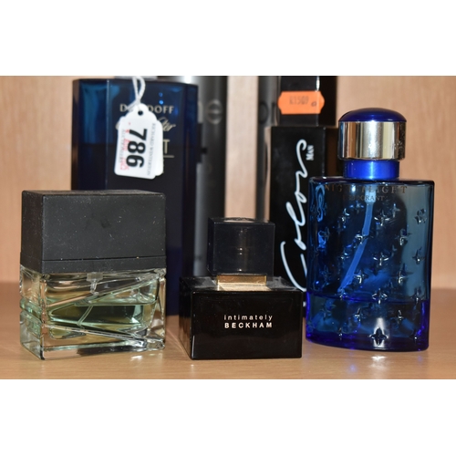 A GROUP OF SEVEN BOTTLES OF MENS FRAGRANCE, partially used or opened ...