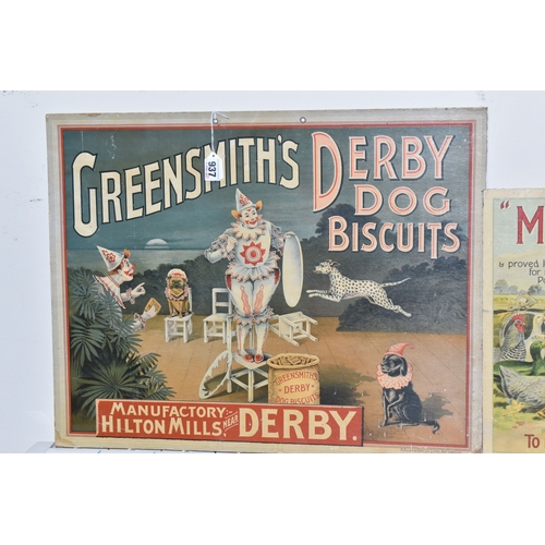 Two Cardboard Advertising Signs for 'Greensmith's Derby Dog Biscuits ...
