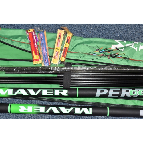 A MAVER 'DECLARATION' SET OF FISHING POLES AND A BOX OF SUPPLIES ...