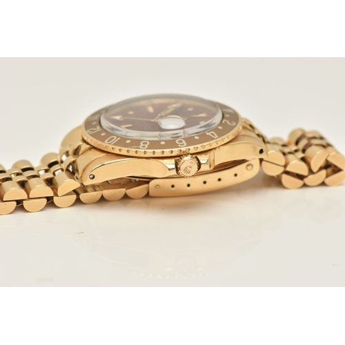 A 1974 YELLOW GOLD ROLEX OYSTER PERPETUAL GMT MASTER WRISTWATCH, model ...