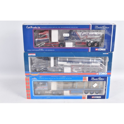THREE BOXED LIMITED EDITION 1:50 SCALE CORGI DIECAST SCANIA TRANSPORT ...