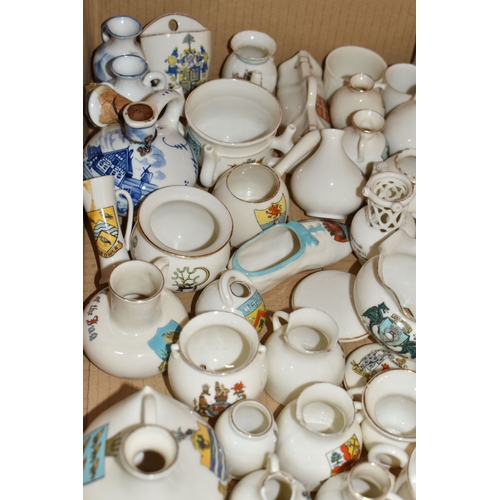 A BOX AND LOOSE CRESTED WARE AND HALF DOLLS, to include Crested Ware ...