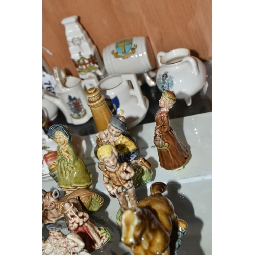 A GROUP OF CERAMIC ITEMS, to include sixteen examples of crested ware ...