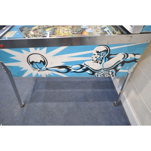A 1980'S BALLY SILVERBALL MANIA PINBALL MACHINE, the raised back ...