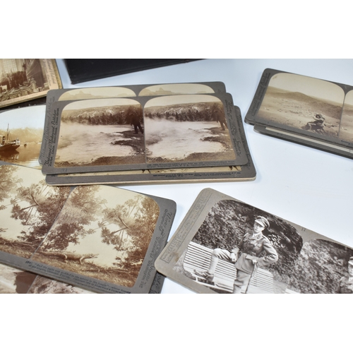 A BOX OF STEREOSCOPIC CARDS AND A HOLDER to include approximately forty ...
