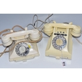 TWO 'IVORY-COLOURED' GPO VINTAGE PHONES both with rotary dials, to ...
