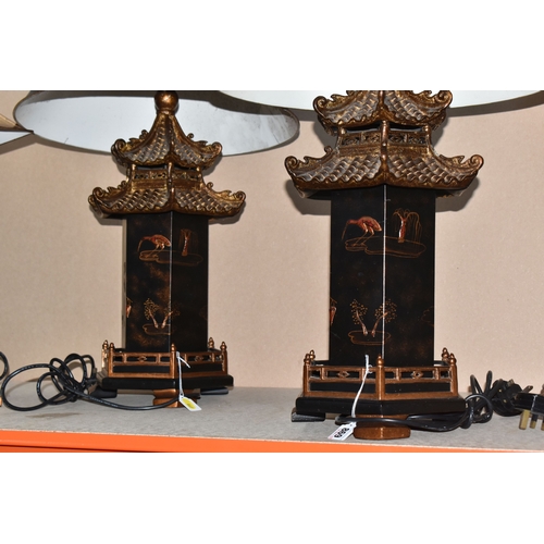 FOUR ORIENTAL-STYLE TABLE LAMPS, modern composition lamps of ...