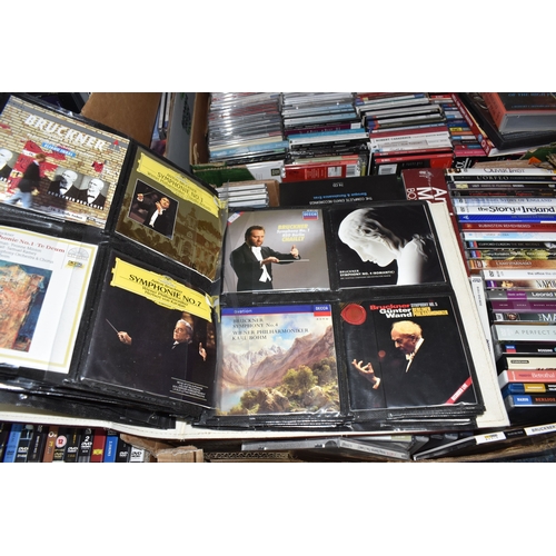 FOUR BOXES AND A FOLDER OF DVDS, CDS, ETC to include a large collection ...