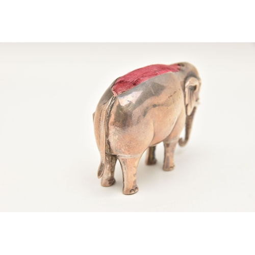 AN EARLY 20TH CENTURY SILVER ELEPHANT PIN CUSHION, hallmarked ...