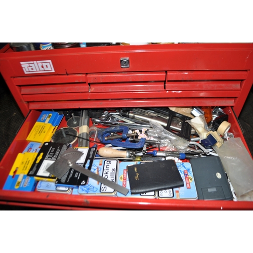 A TALCO MECHANICS TOOL CHEST AND TOOLS with three long and three short ...