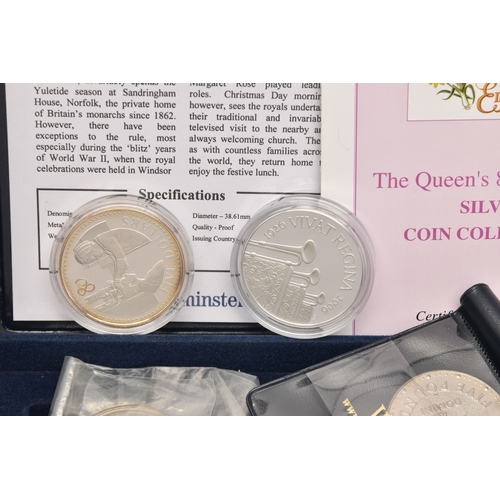 A TIN BOX AND TUB OF MIXED COINS, to include a Westminster box of The ...