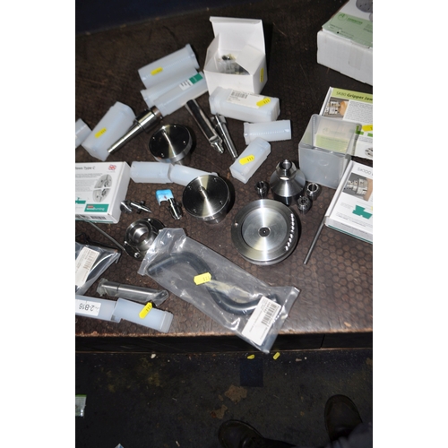 A TRAY CONTAINING AXMINSTER WOOD TURNING LATHE ACCESSORIES including ...