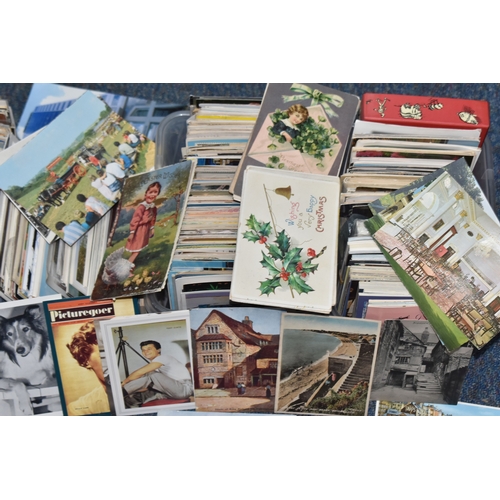 FOUR BOXES OF POSTCARDS / PHOTOCARDS containing a large miscellaneous ...