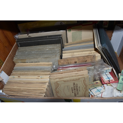 THREE BOXES OF CIGARETTE CARDS & EMPTY CIGARETTE PACKETS, the cards are ...